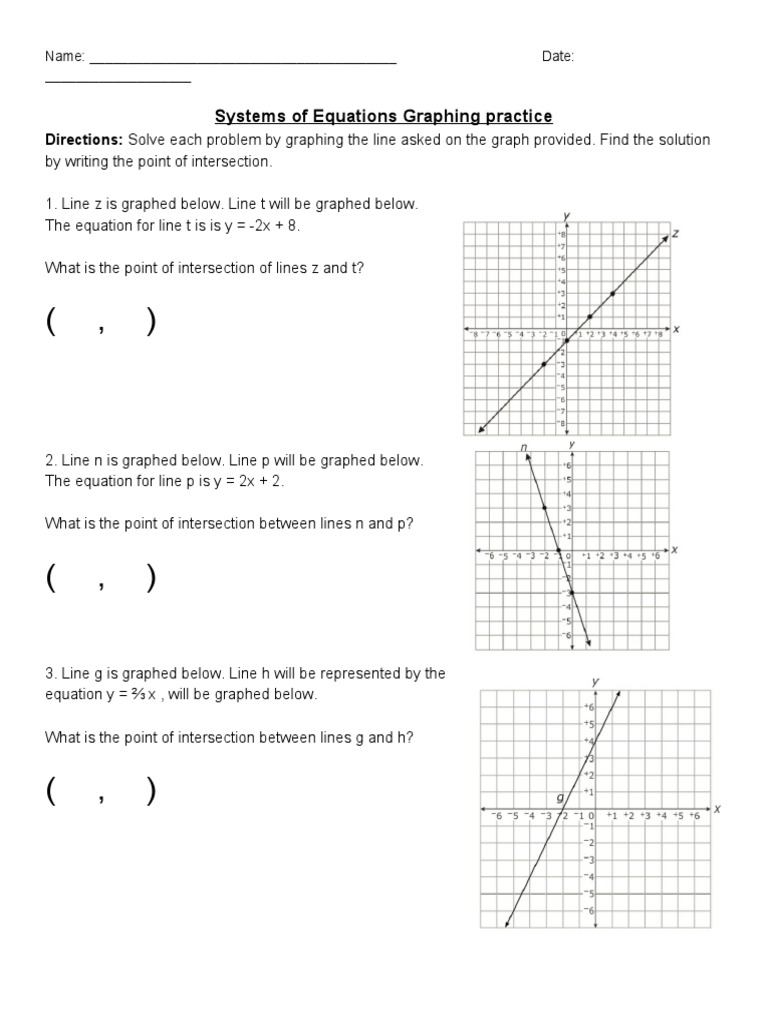 Graphing Systems of Equations Practice | PDF | Teaching Methods & Materials