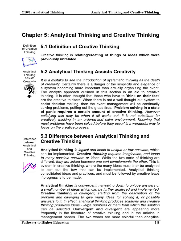 Chapter 5 Analytical Thinking And Creative Thinking Pdf Creativity