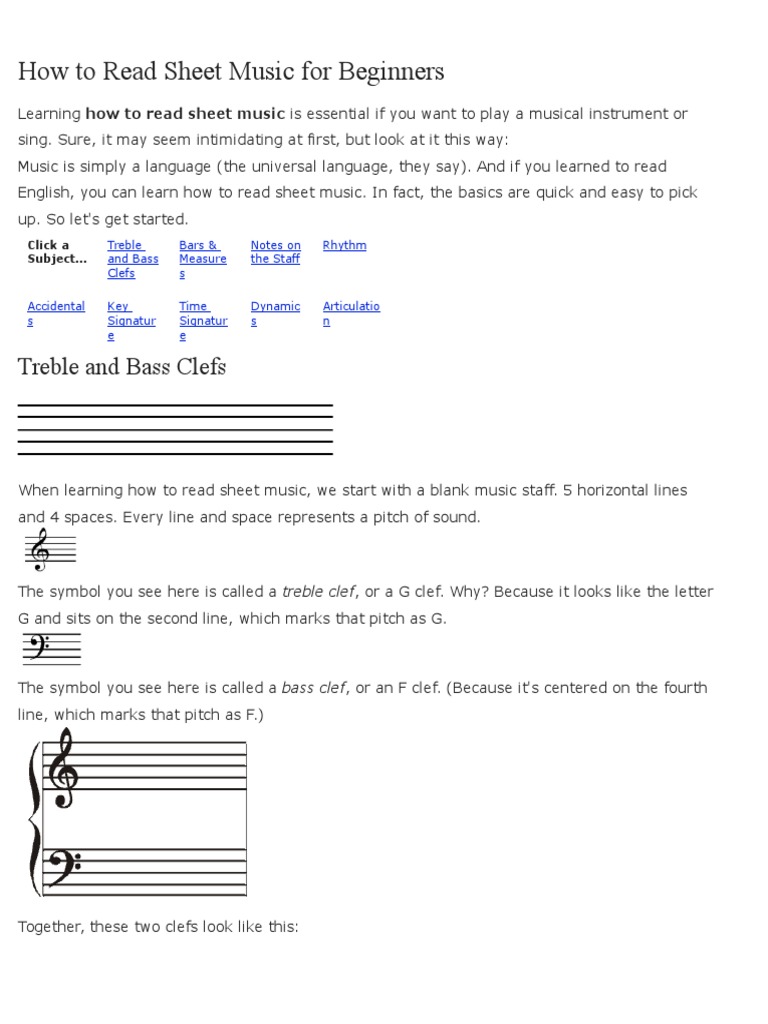 Beginner's Guide to Sheet Music | PDF | Clef | Musical Notation
