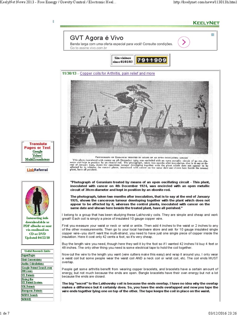 Serge Lakhovsky Coil | PDF | Copper | Pain