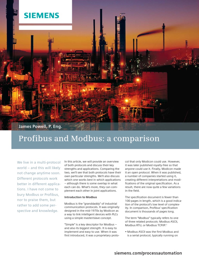 Siemens - Profibus and Modbus Comparison | PDF | Communications ...