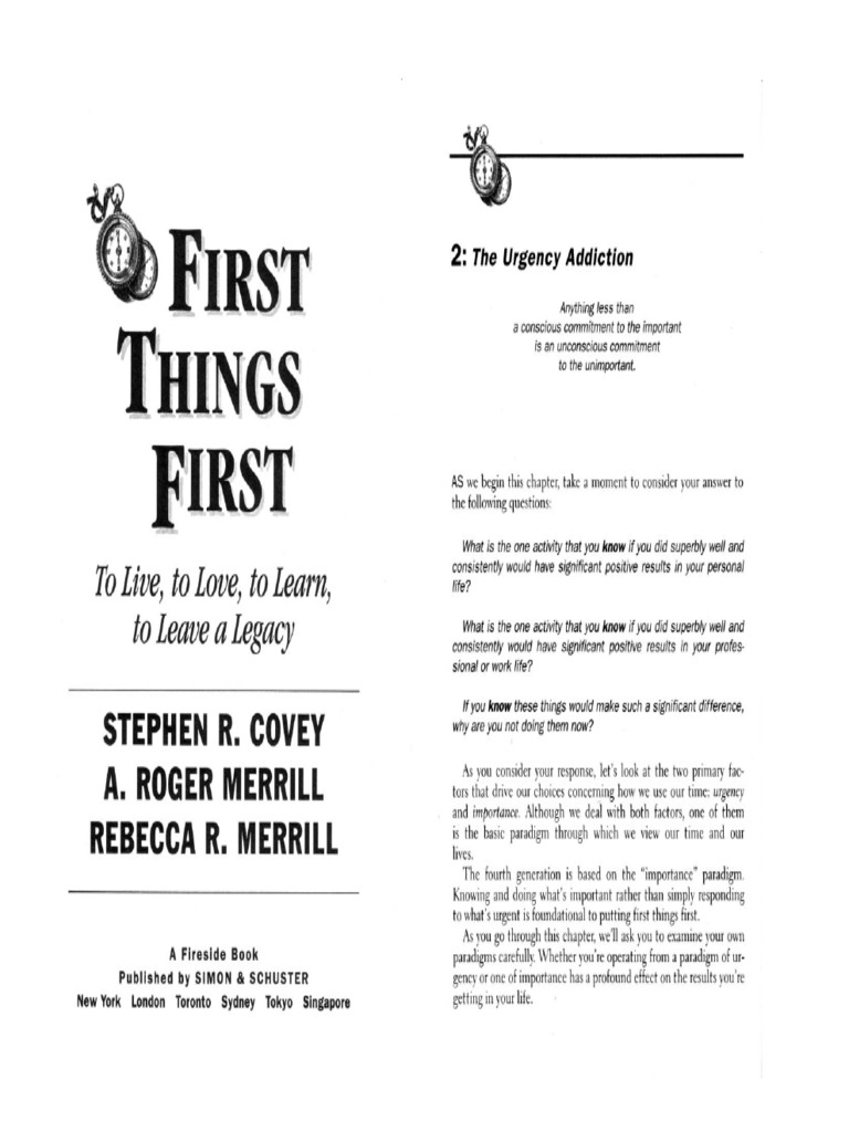 15-COVEY-First Things First PDF | PDF