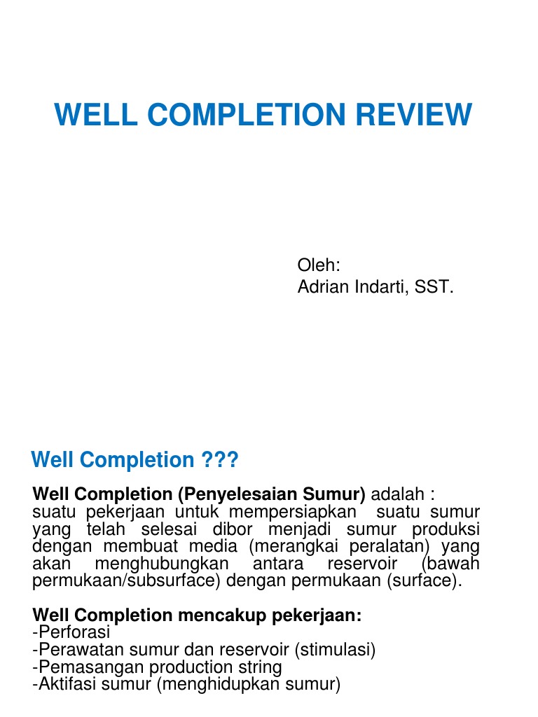 Well Completion Review | PDF | Sains & Matematika | Teknologi & Rekayasa
