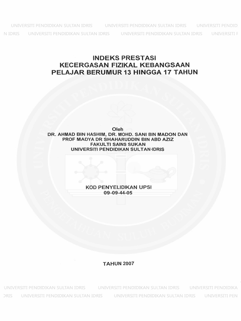 Indeks Prestasi Kecergasan Fizikal Kebangsaan Pelajar Berumur 13 Hingga ...