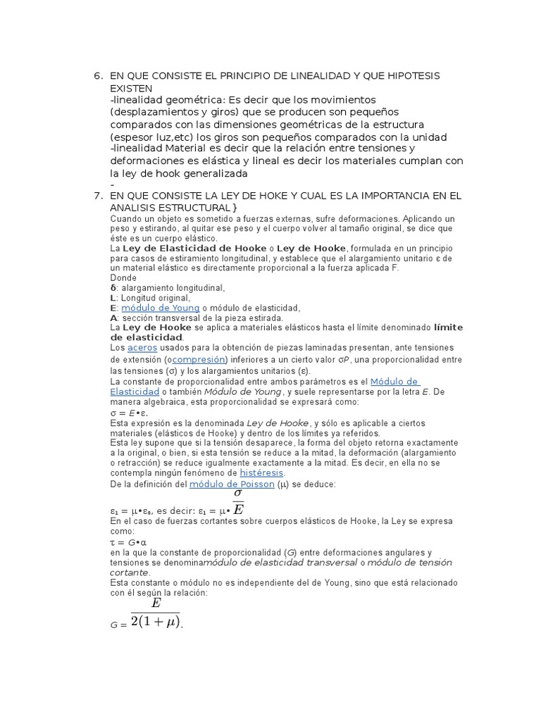 Principio de Linealidad en Estructuras | PDF | Elasticidad (Física ...