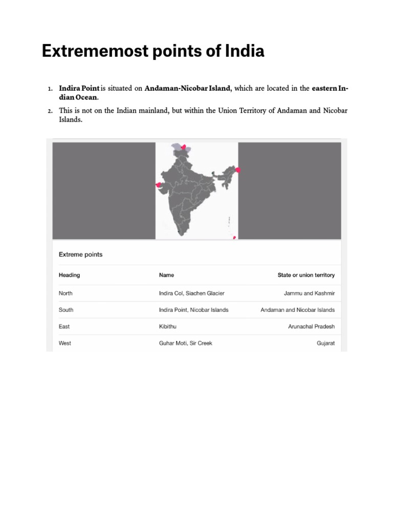 Extrememost Points of India: Indira Point | PDF