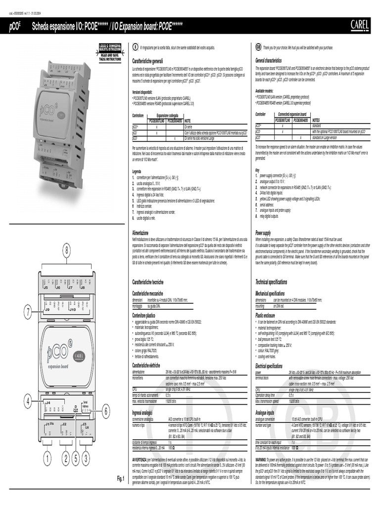 Carel PCOE Installation Manual Eng | PDF