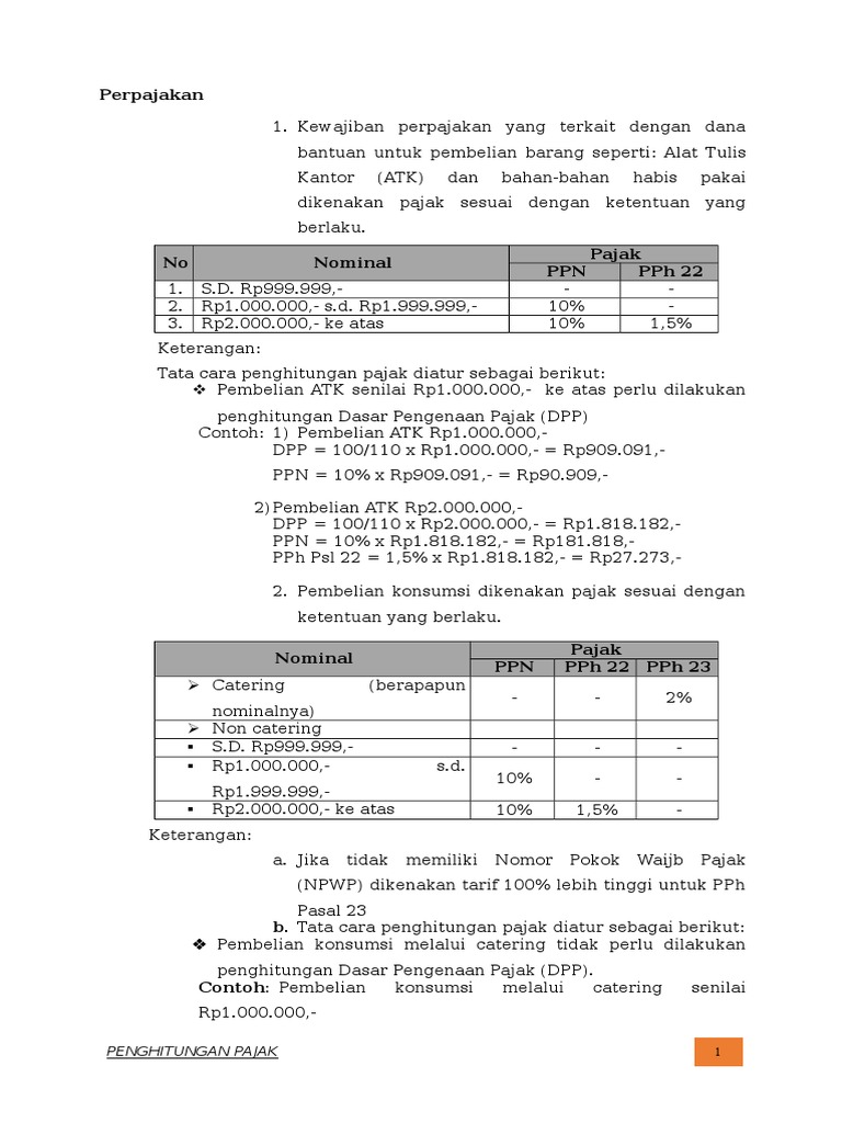 Contoh Perhitungan Pajak | PDF