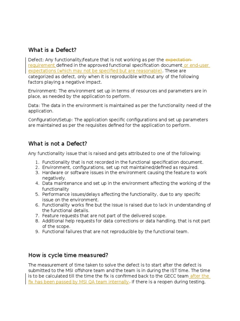 Defect SLA | PDF | Specification (Technical Standard) | Systems Engineering