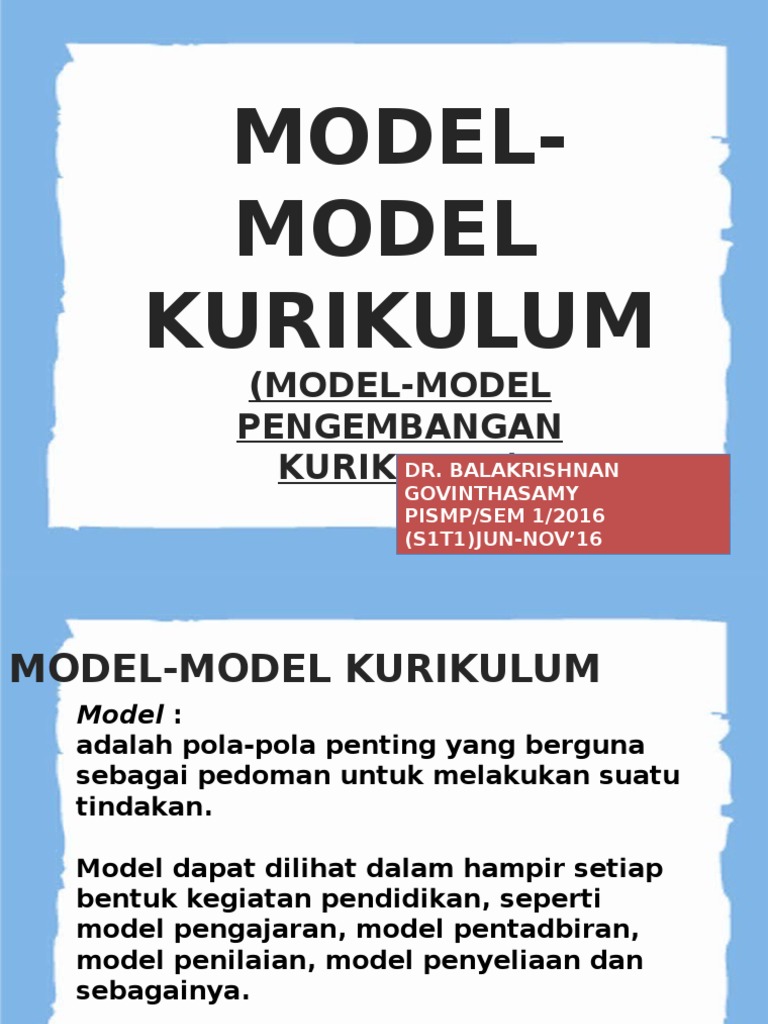 7.0 Model-Model Kurikulum | PDF | Karier & Perkembangan