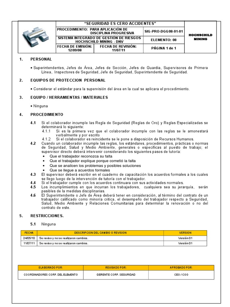 Sig-Pro-Dgg08-01-01 Procedimiento para La Aplicacion de Disciplina Progresiva | PDF | Business ...