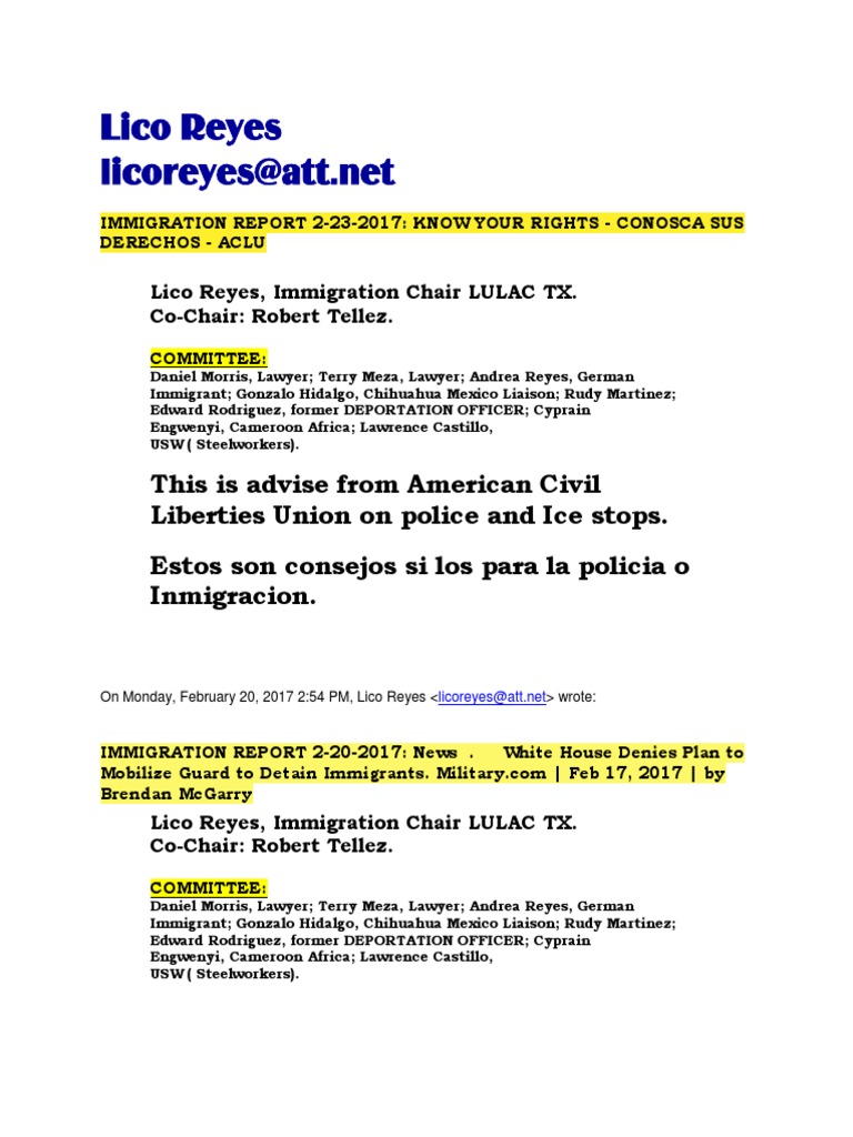 Immigration Report 2-23-2017 Know Your Rights - Conosca Sus Derechos ...