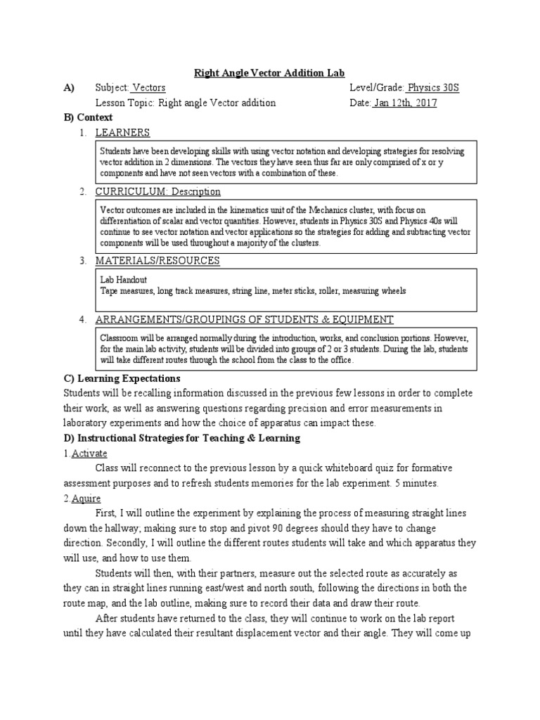 Right Angle Vector Addition Lab A) B) Context | PDF | Euclidean Vector ...