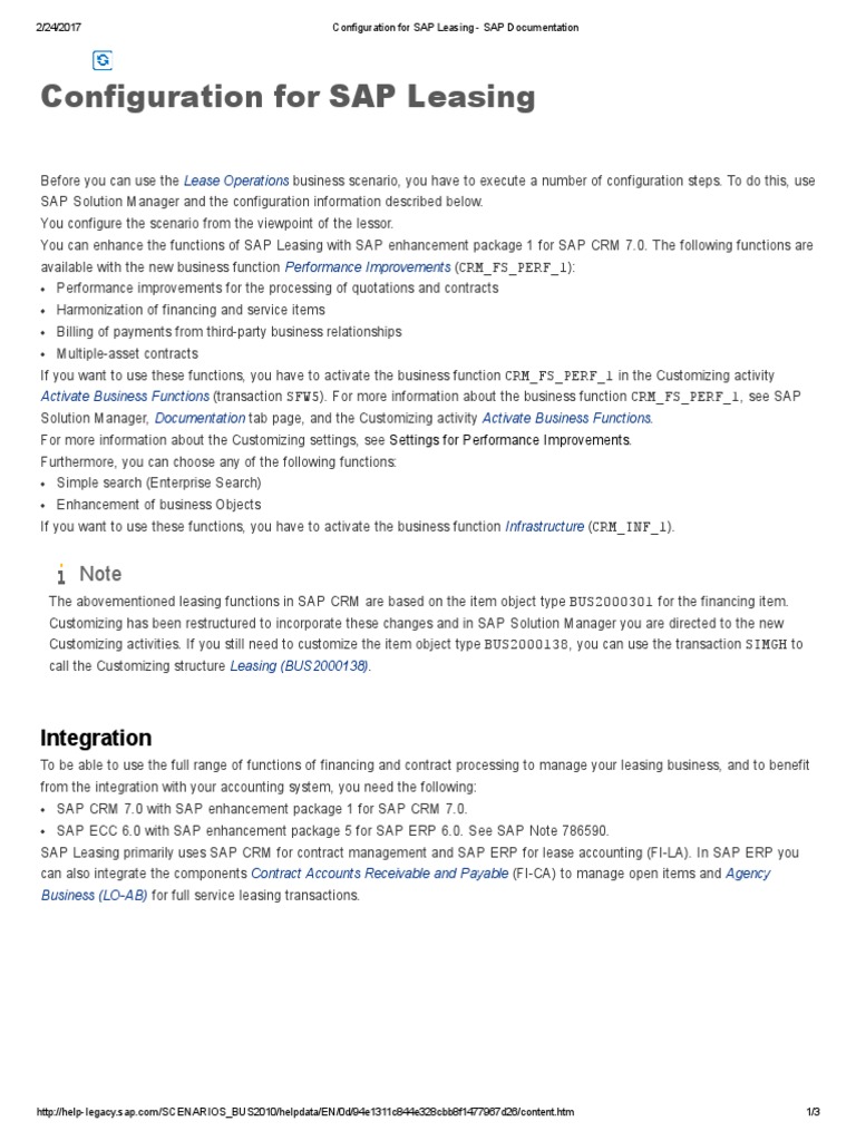 Configuration For SAP Leasing - SAP Documentation | PDF | Software ...