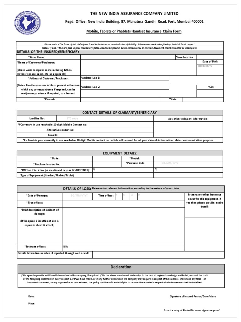 The New India Assurance Company Limited: STD Code | PDF