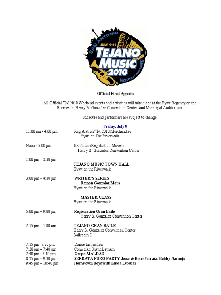 Official Final Agenda | PDF | Performing Arts | American Styles Of Music