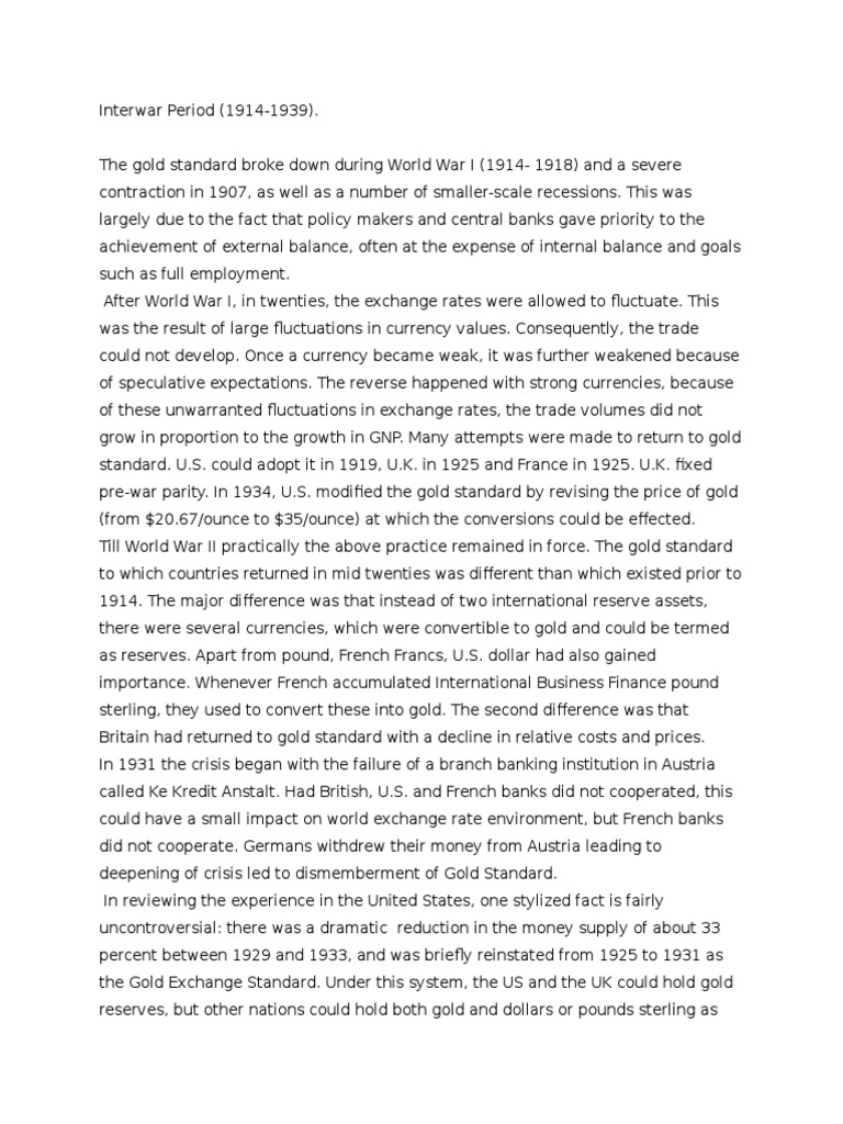 Interwar Period | PDF | Gold Standard | Pound Sterling