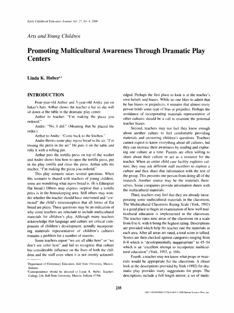 Promoting Multicultural Awareness Through Dramatic Play | PDF ...