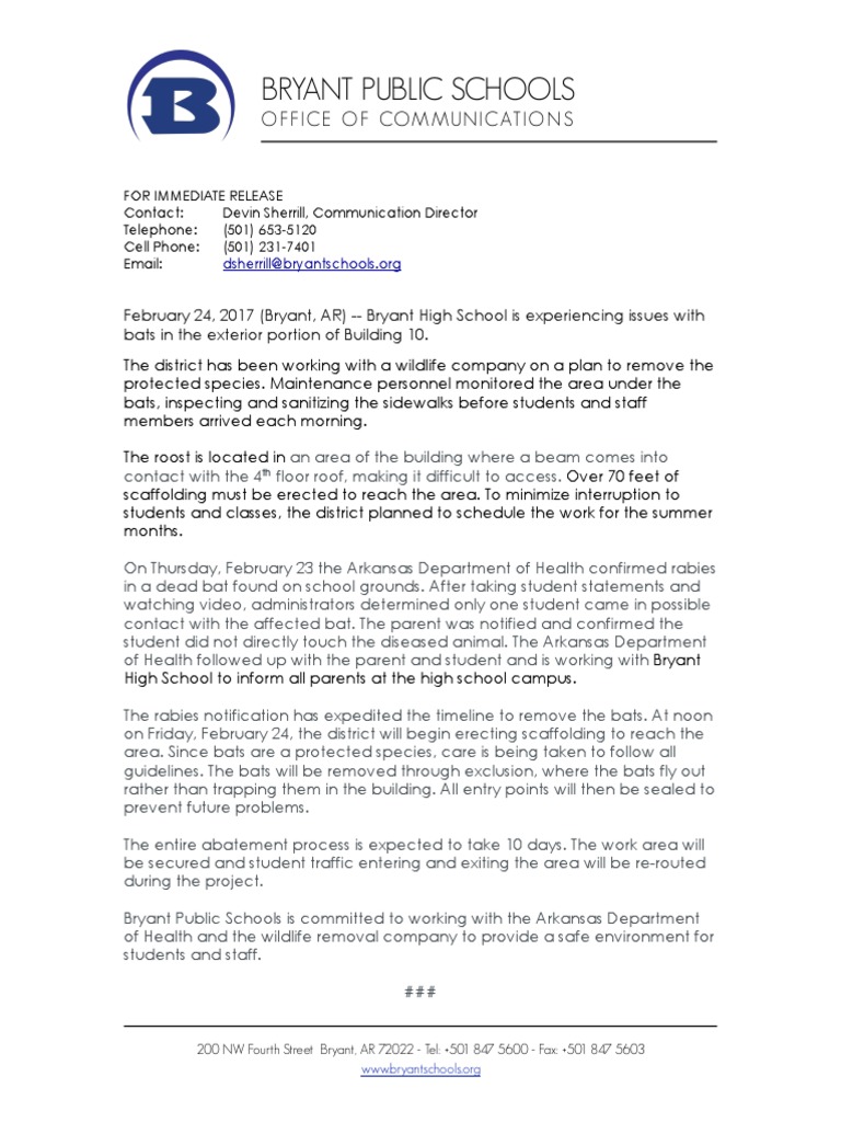 Bryant School District Letter | PDF