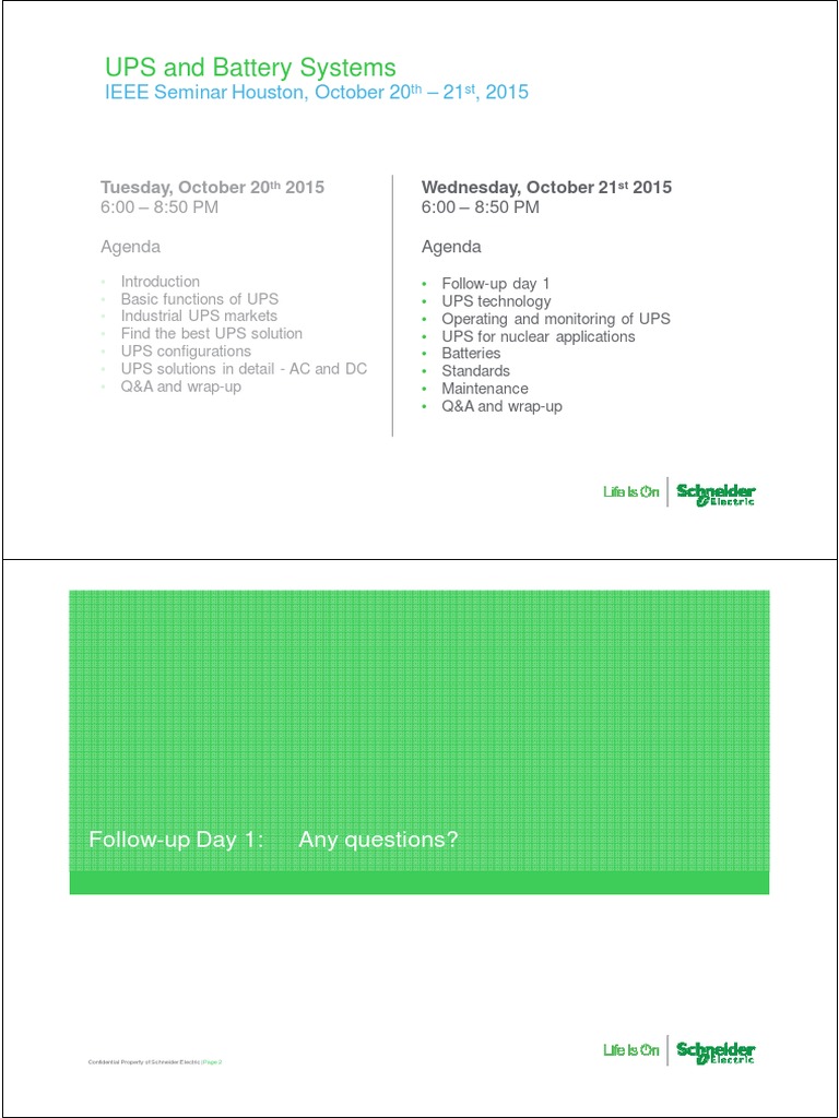 2015 10 20 UPS Battery Systems Handout 2 | PDF | Battery (Electricity ...
