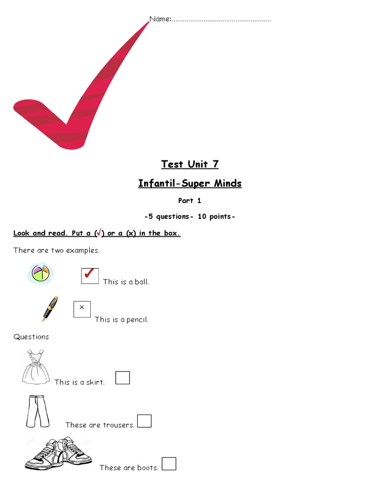 Super Minds Unit 7 Test | PDF