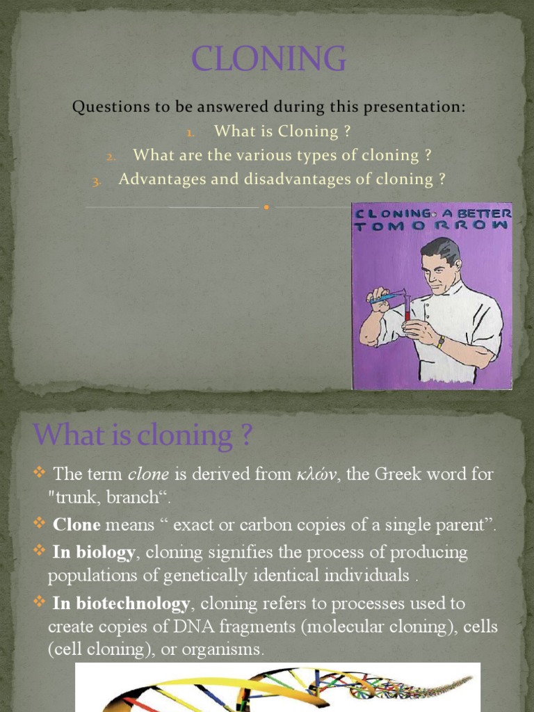 Cloning Questions To Be Answered During This Presentation Pdf Cloning Molecular Cloning 