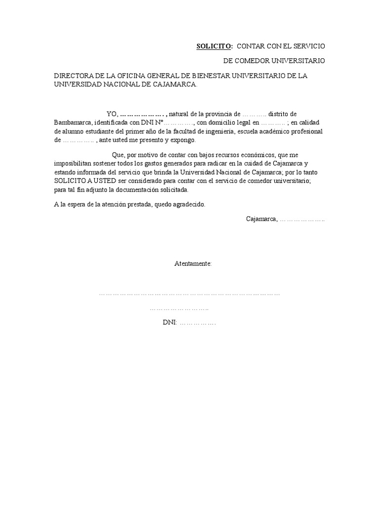 Solicitud de Comedor | PDF