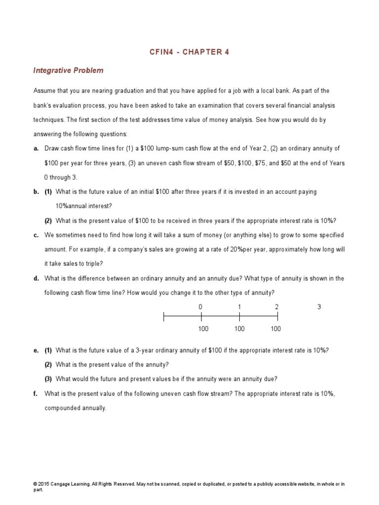 Cfin4 Integrative Problem Ch04 | PDF | Present Value | Interest