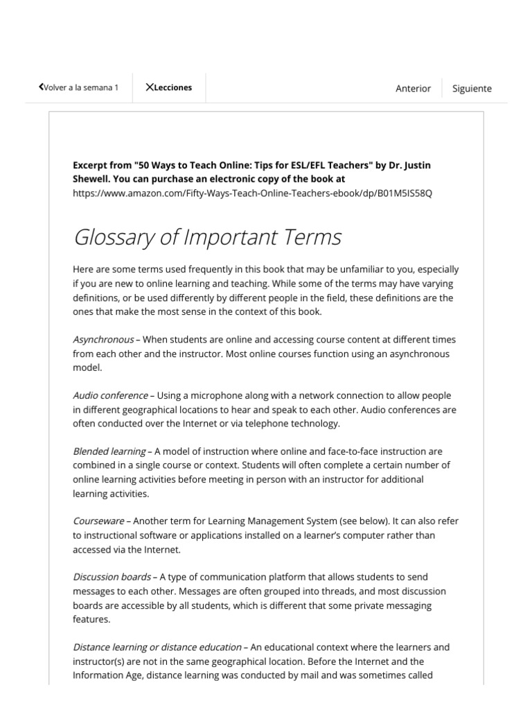 50 Ways To Teach Online - Glossary of Important Terms | PDF ...