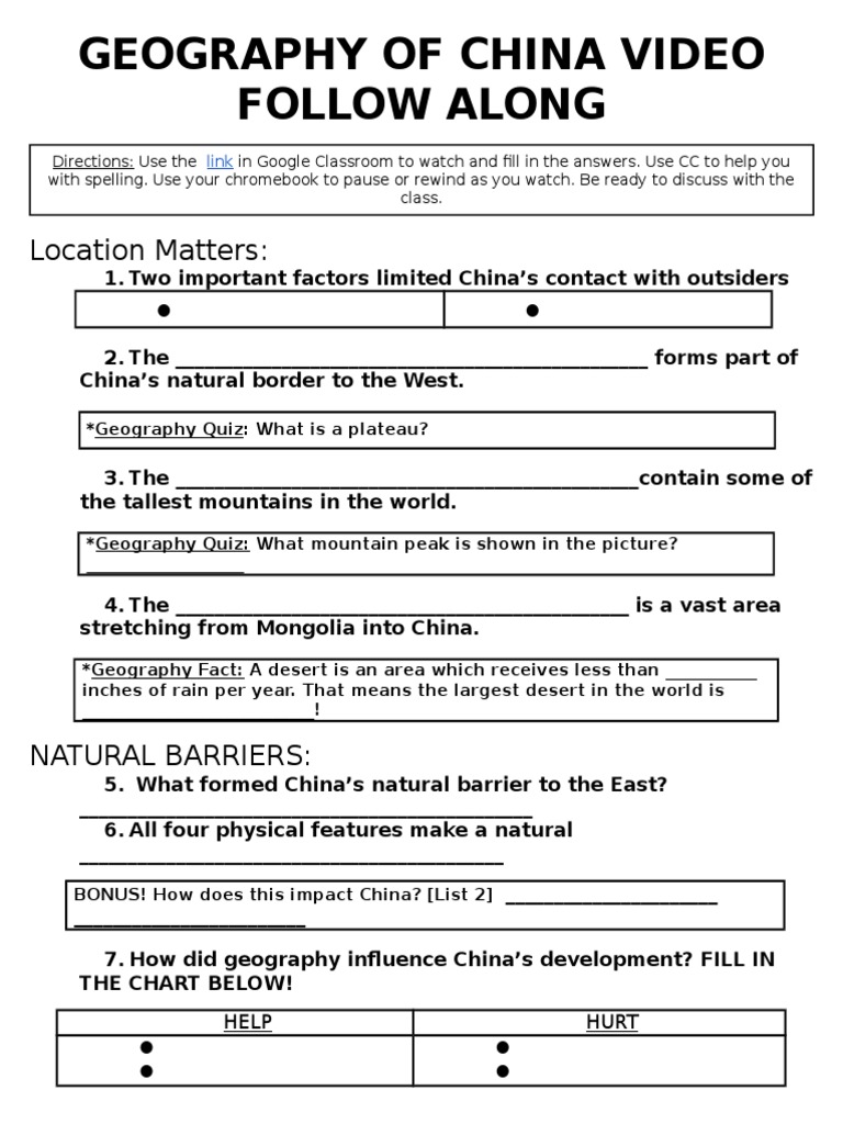 Natural Barriers of China Explained | PDF