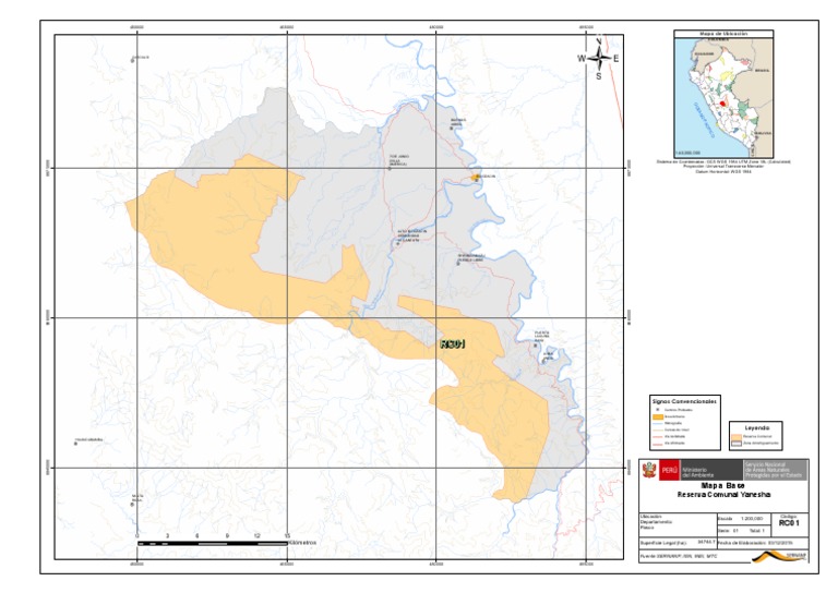 Mapa Reserva Comunal Yanesha | Datos geográficos e información | Ciencias de la tierra y de la vida