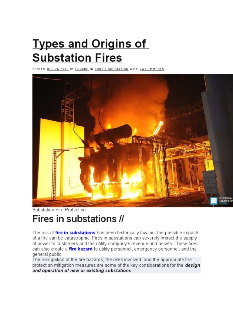 Types and Origins of Substation Fires | PDF | Electrical Substation | Fires