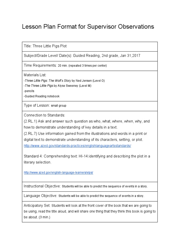 Guided Reading: Three Little Pigs | PDF | Lesson Plan | Reading (Process)