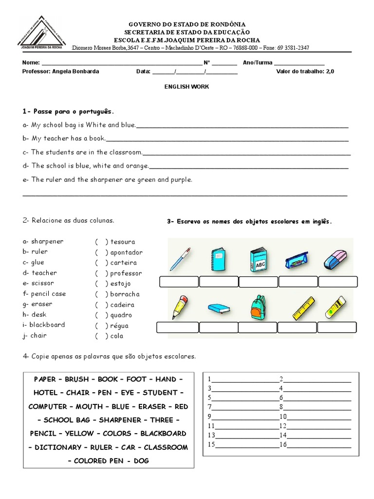 School Objects - Trabalho | PDF