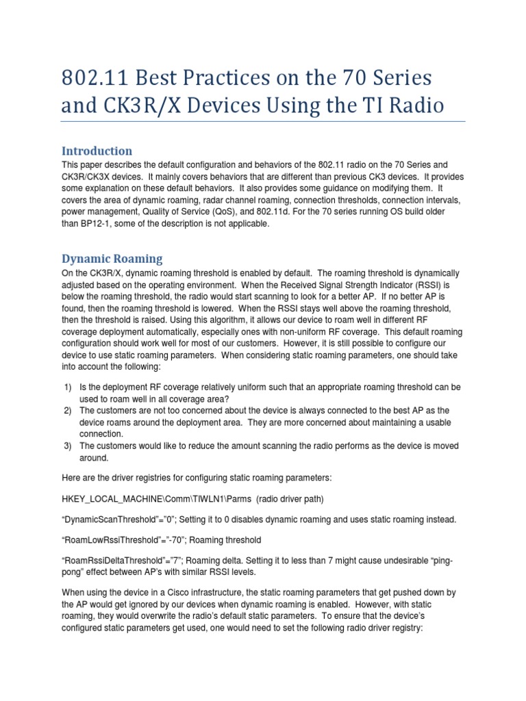 BestPractices TI80211 Intermec Cx7x Series and CK3XR PDF | PDF ...