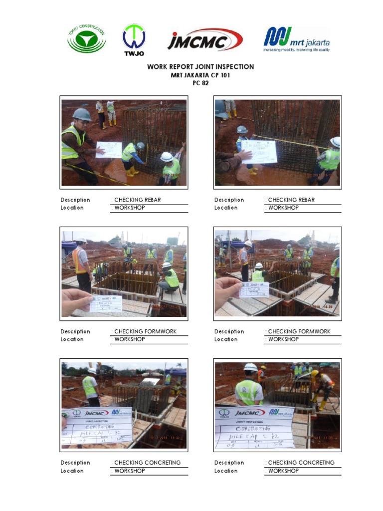 Work Report Joint Inspection: MRT Jakarta CP 101 PC 82 | PDF