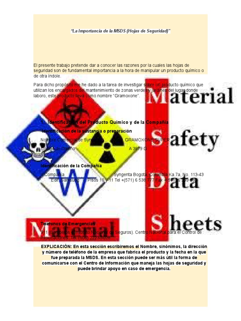 Importancia de las Hojas de Seguridad MSDS | PDF | Toxicidad | Agua