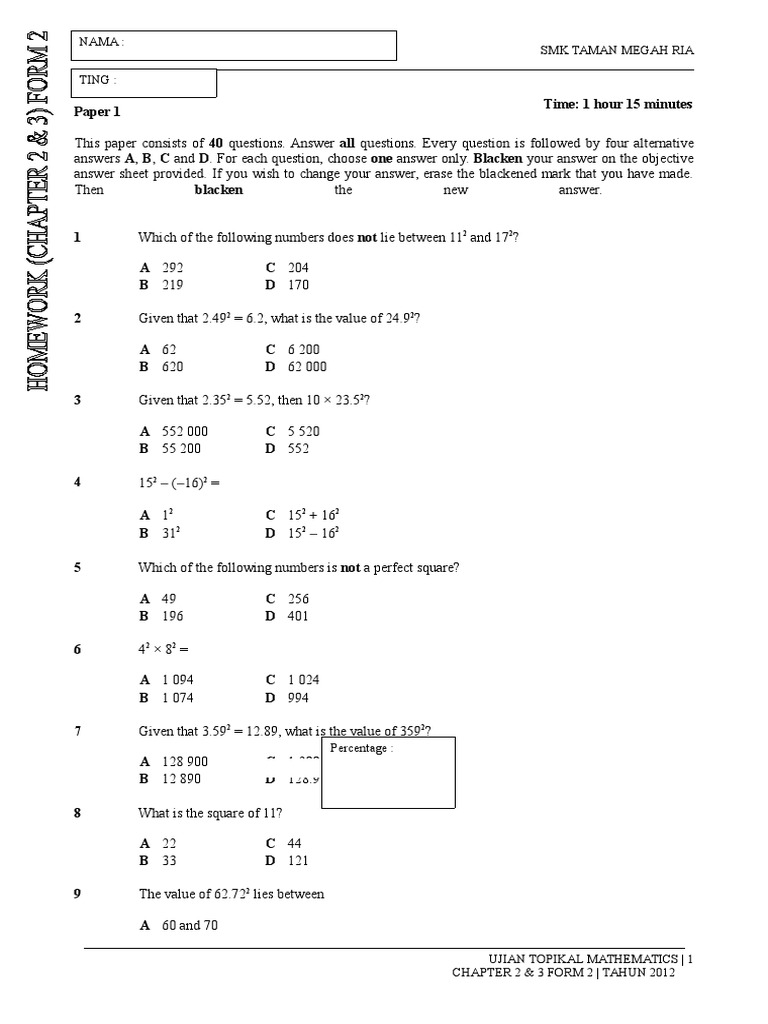 SMK Taman Megah Ria Ting: Nama | PDF | Elementary Mathematics ...