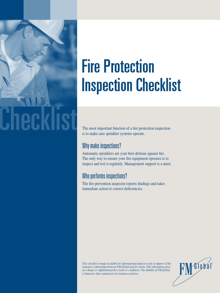 Fire Protection Inspection Checklist en PDF | PDF | Fire Sprinkler ...