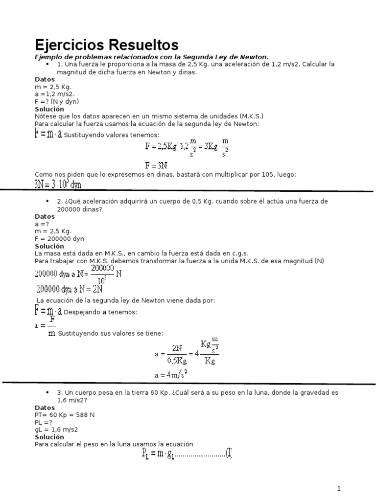 15 Ejercicios Resueltos Leyes de Newton | PDF | Masa | Las leyes del movimiento de Newton