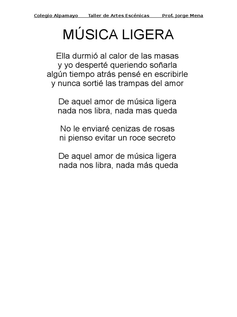 Letra Musica Ligera | PDF