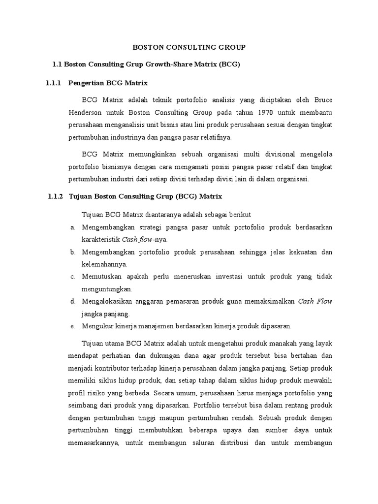 Boston Consulting Group Matrix | PDF