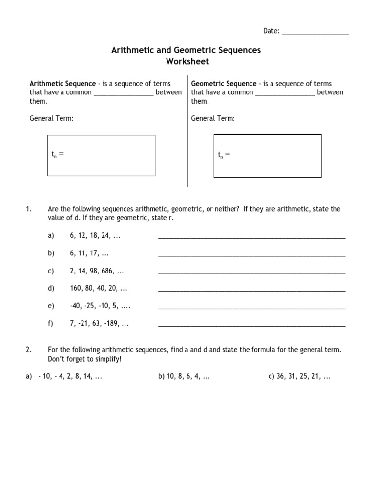 4 2 Sequences Arithmetic Geometric | PDF | Teaching Methods & Materials