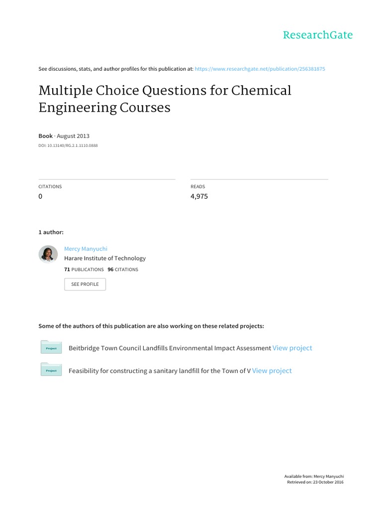 Chemical Engineering Exam Prep | PDF | Heat Transfer | Catalysis