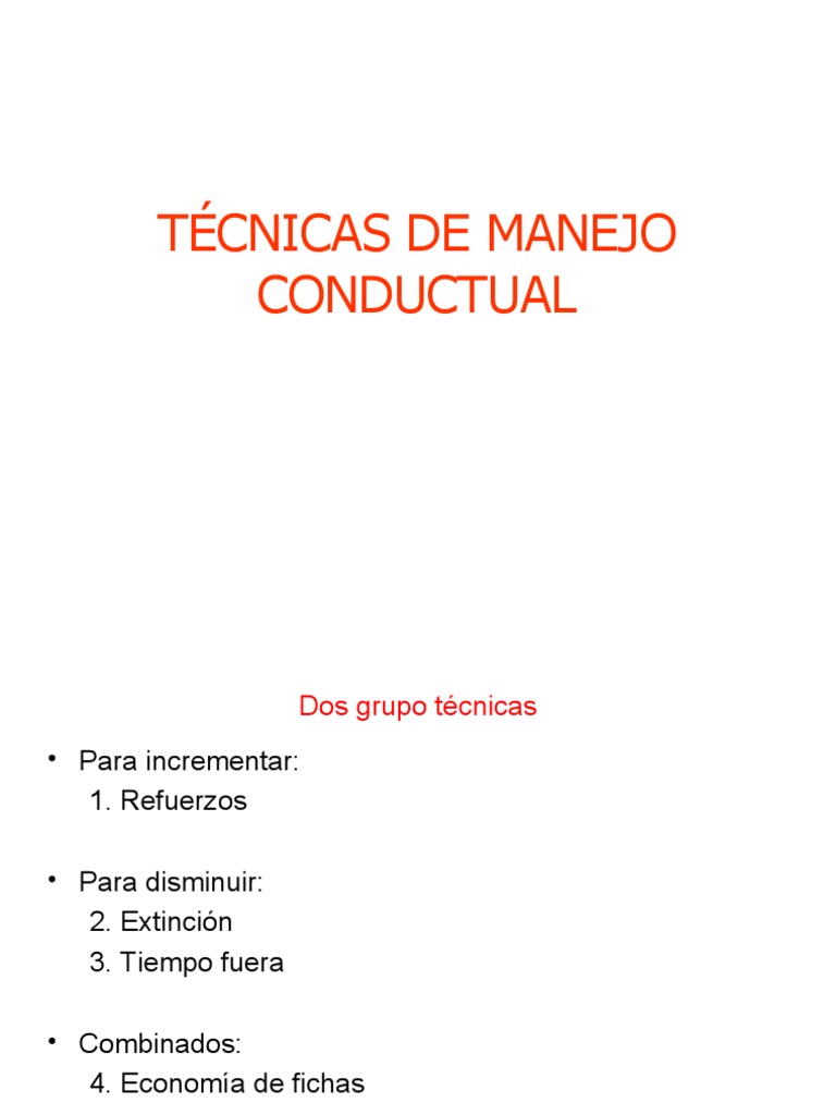 Técnicas de Manejo Conductual Infantil | PDF | Comportamiento | Acción ...