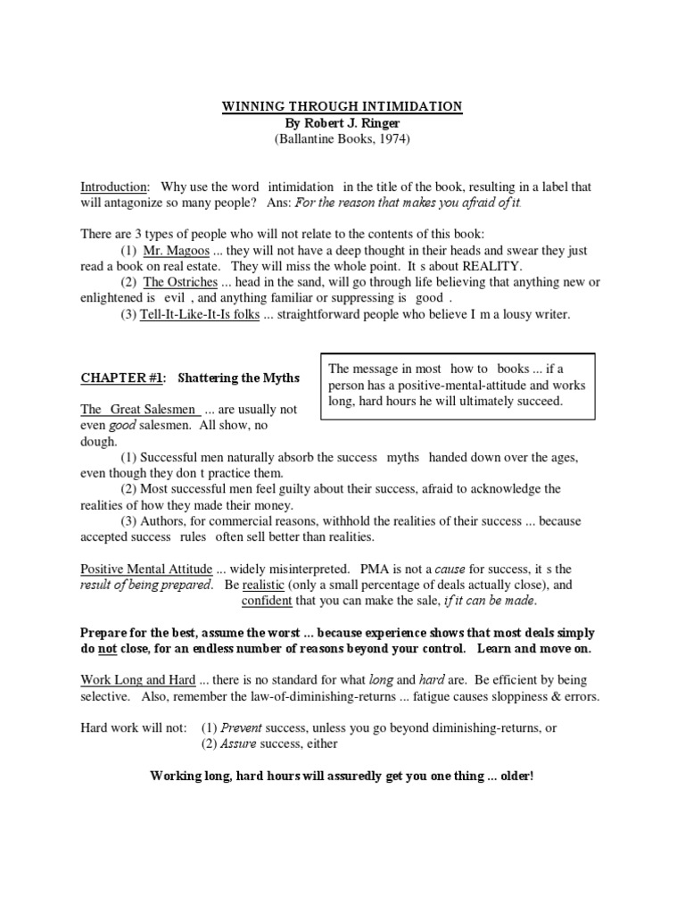 Winning Through Intimidation PDF | PDF | Sales | Reality