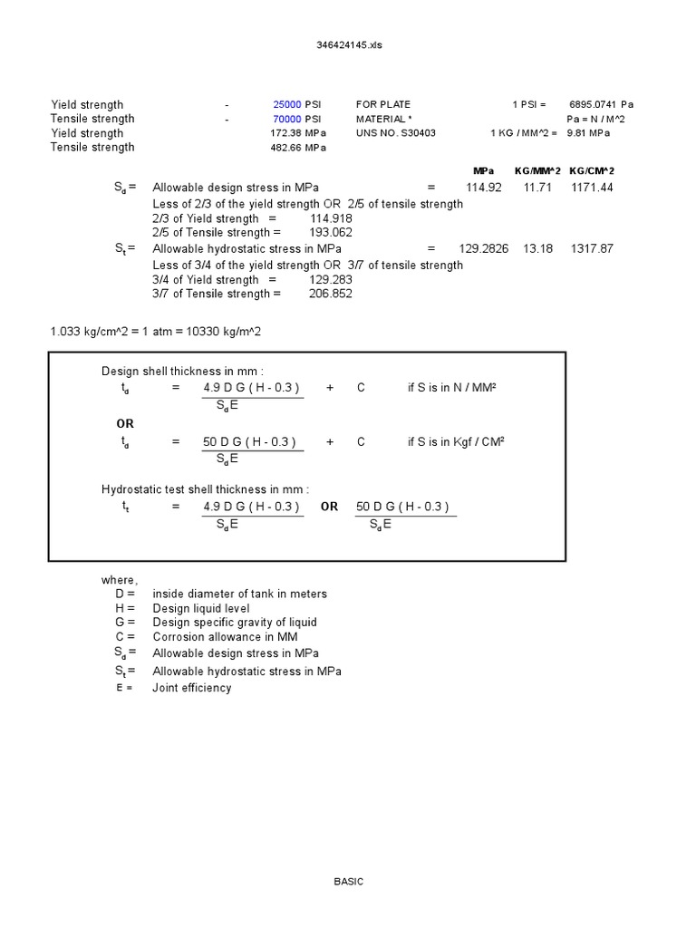 Storage Tank Design | PDF | Ultimate Tensile Strength | Strength Of ...
