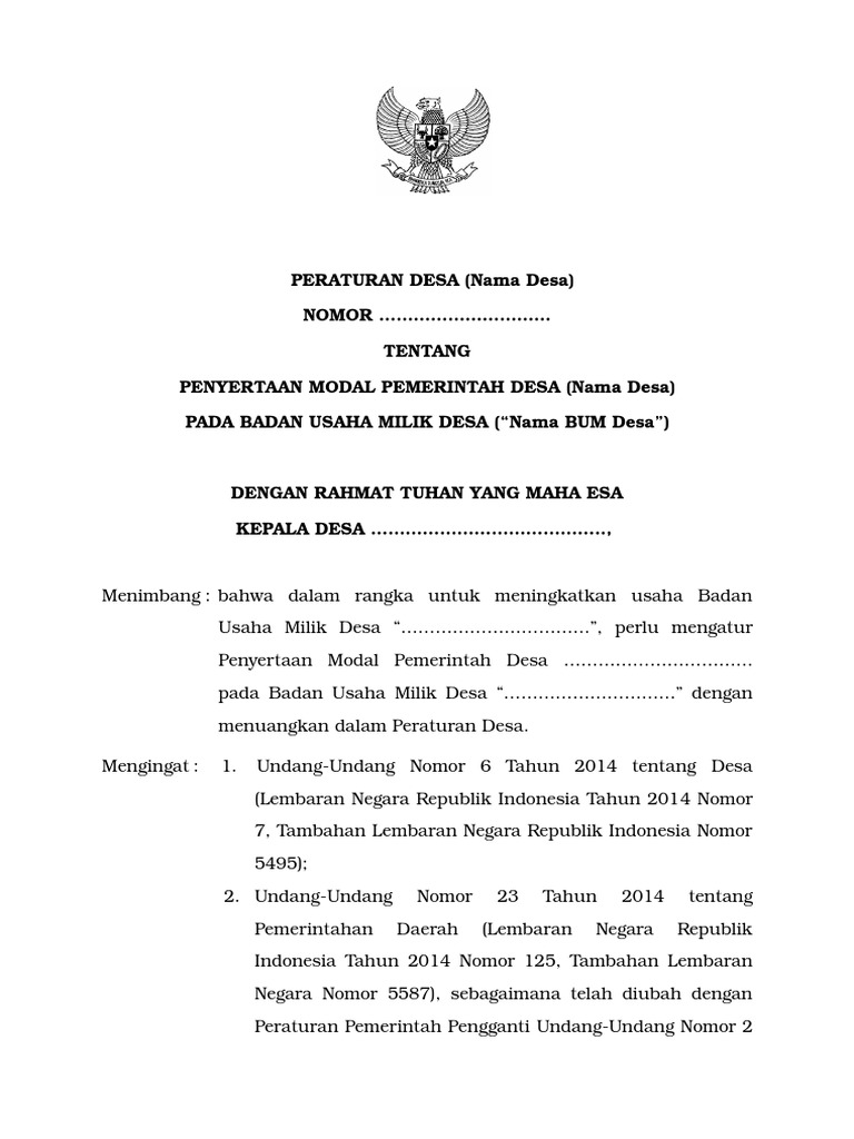 Perdes Penyertaan-Modal-Bumdes | PDF