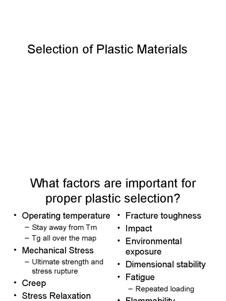 Essential Factors for Plastic Material Selection | PDF | Wear | Fracture