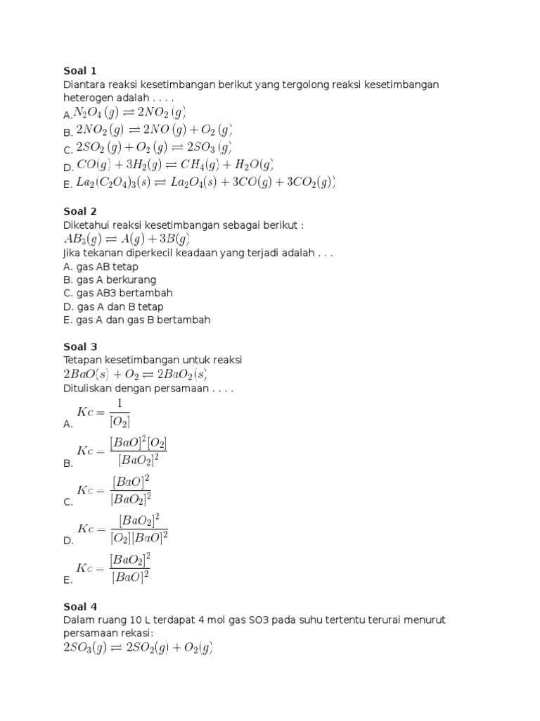 Kumpulan Soal Kesetimbangan Kimia | PDF